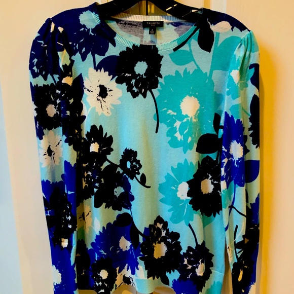 Talbots | Sweaters | Brand New Beautiful Talbots Brand Blue Floral Size ...